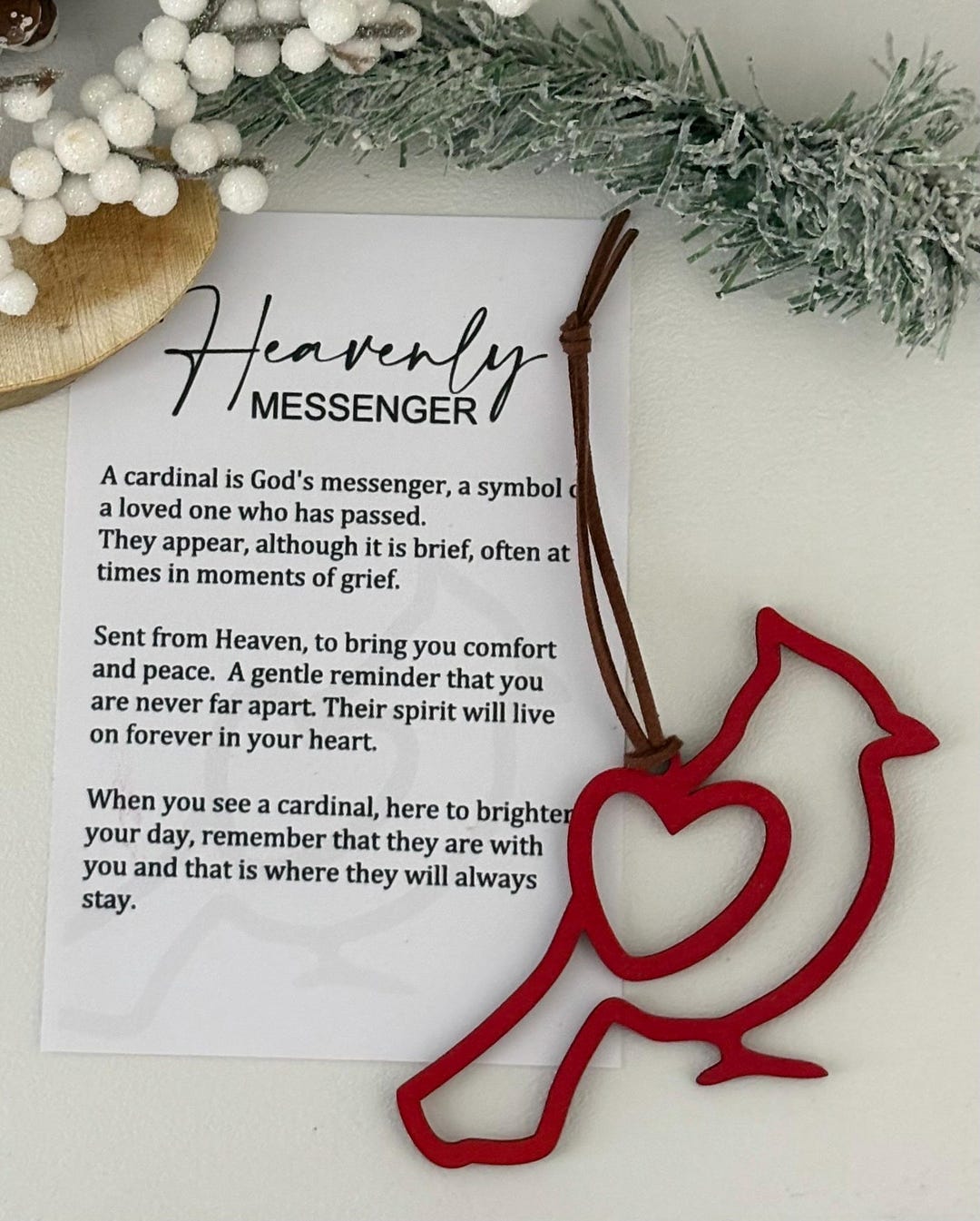 Cardinal Ornament • Heavenly Messenger Memorial Gift • Laser Cut Wood ...