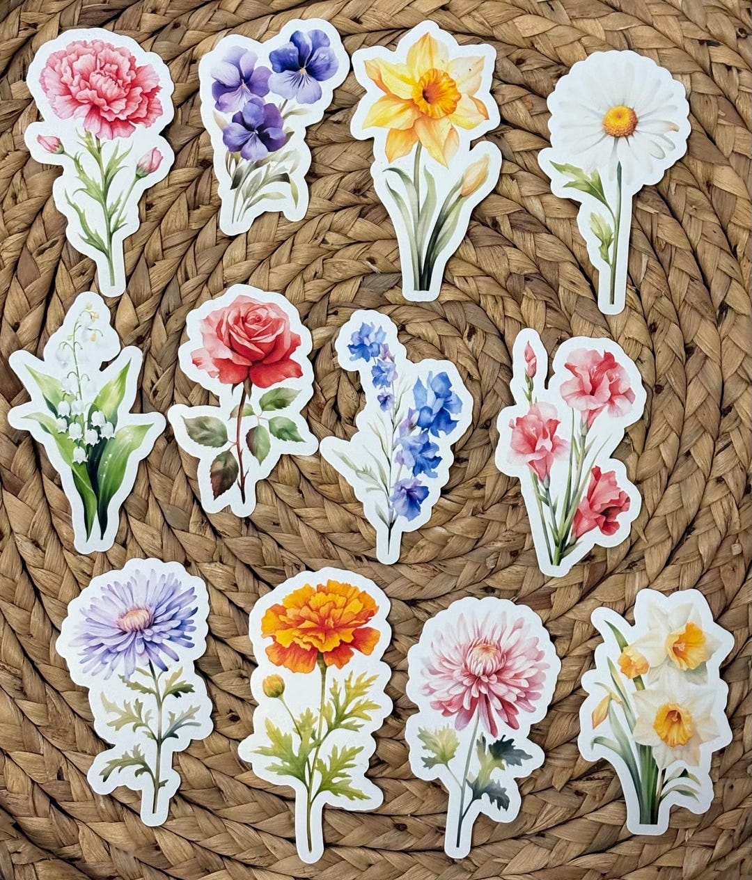 Birth Flower Vinyl Stickers | Birth Month Sticker | Laptop Vinyl Decal ...