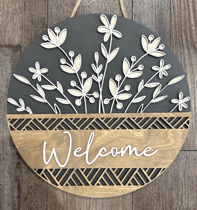 Wooden Door Hanger, Welcome Front Door Sign, Rustic Entryway Decor ...