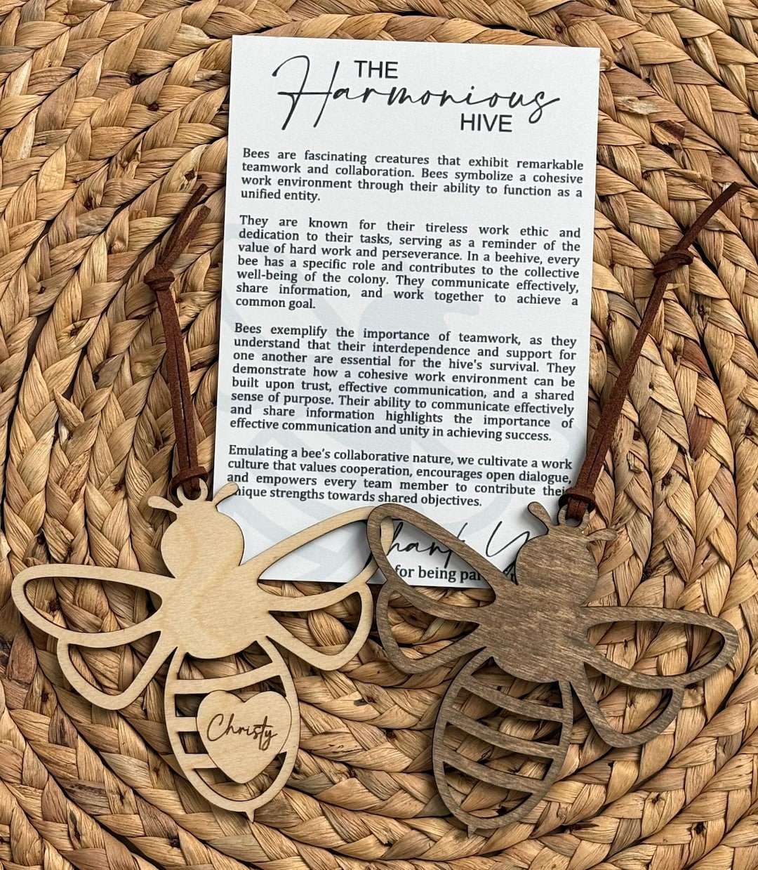 The Harmonious Hive Bee Ornament, Bee Ornaments, Car Charm, Co-worker Gift, My Hive Gift, Story ...