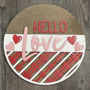 Hello Love Valentine's Day Door Hanger | Laser Cut Birch Wood - Etsy