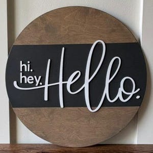 Hi Hey Hello Door Hanger | Hello Front Door Decor | Custom Door Sign ...