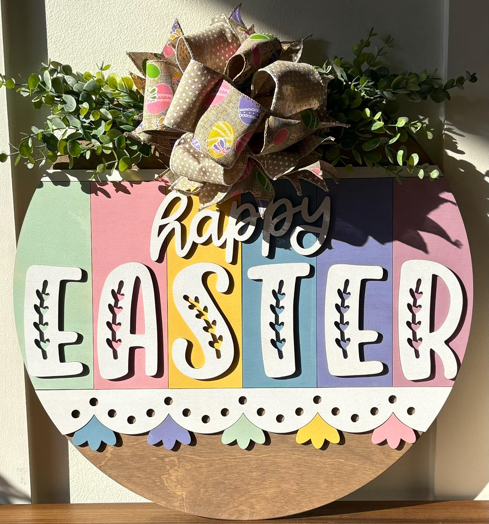Easter Door Decor - Happy Easter Door Hanger – Pastel Spring Decor With ...