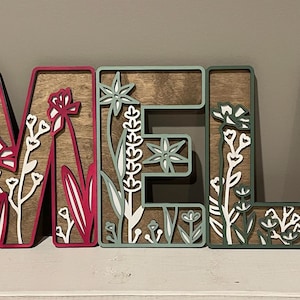 Wildflower Floral Letter Wall Decor Nursery Wall Decor Personalized ...