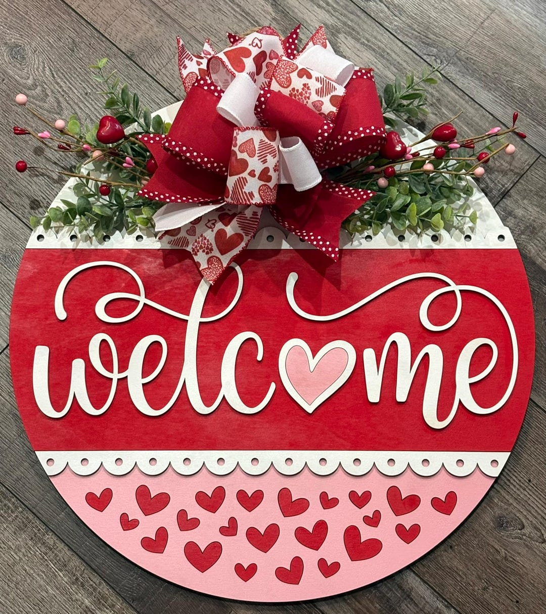 Valentine's Day Welcome Door Hanger – Romantic Heart Welcome Sign With ...