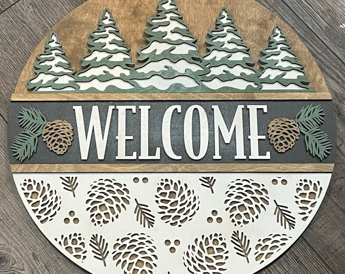 Winter Welcome Sign | Christmas Welcome Sign | Winter Door Hanger ...