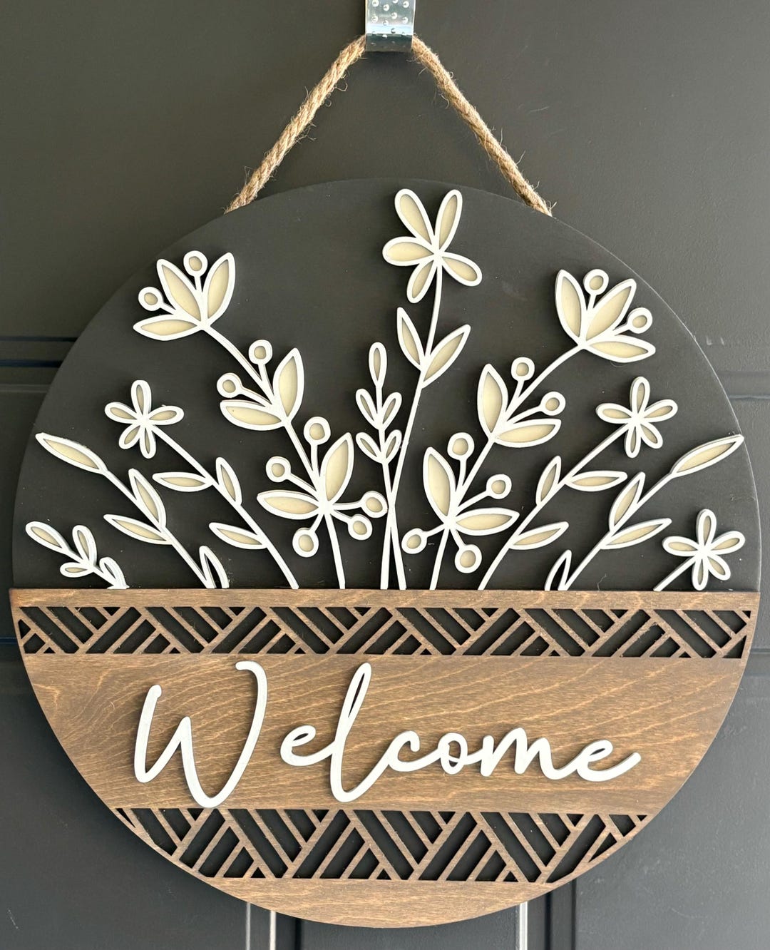 Personalized Wooden Door Hanger – Welcome Front Door Sign – Rustic ...