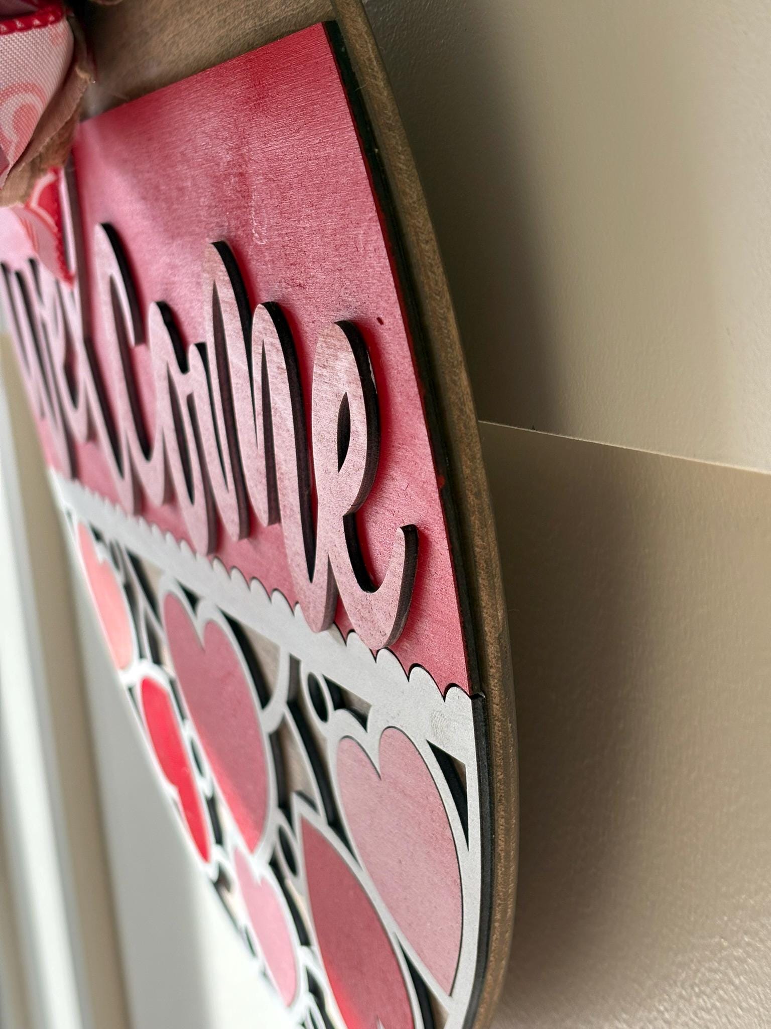 Valentine's Day Welcome Door Hanger | 3D Wood Sign With Bow - Etsy
