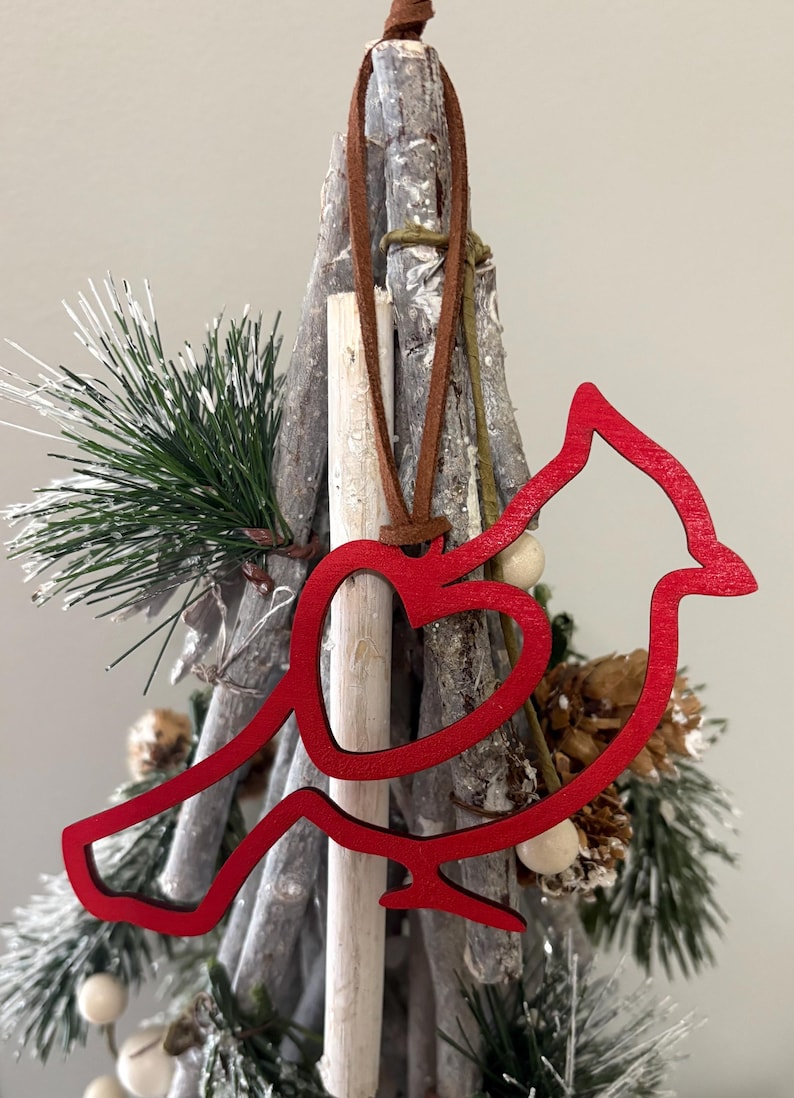 Cardinal Ornament • Heavenly Messenger Memorial Gift • Laser Cut Wood ...
