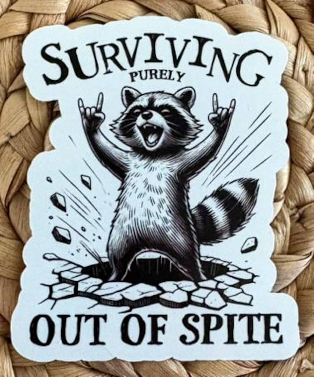 Surviving Purely Out of Spite, Funny Stickers, Sarcastic Gift, Gift for ...