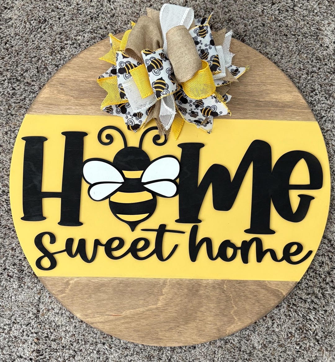 Home Sweet Home Bee Door Sign, Spring Summer Door Hanger, Home Sweet ...