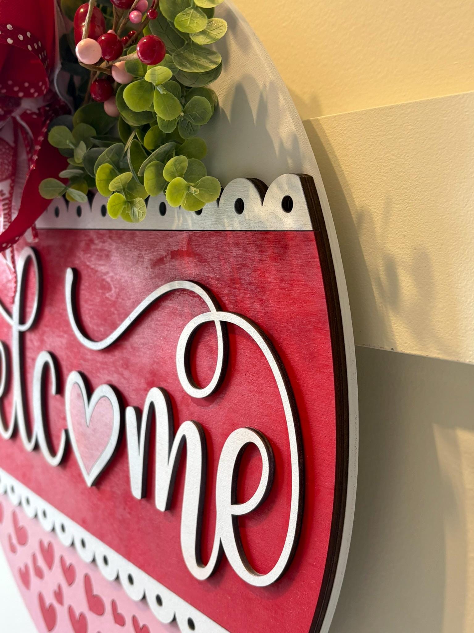 Valentine's Day Welcome Door Hanger – Romantic Heart Welcome Sign With ...