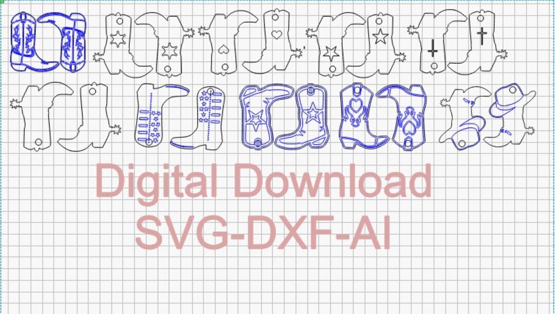 Cowboy Boot Earring 10 Designs. DXF SVG AI Digital Files - Etsy