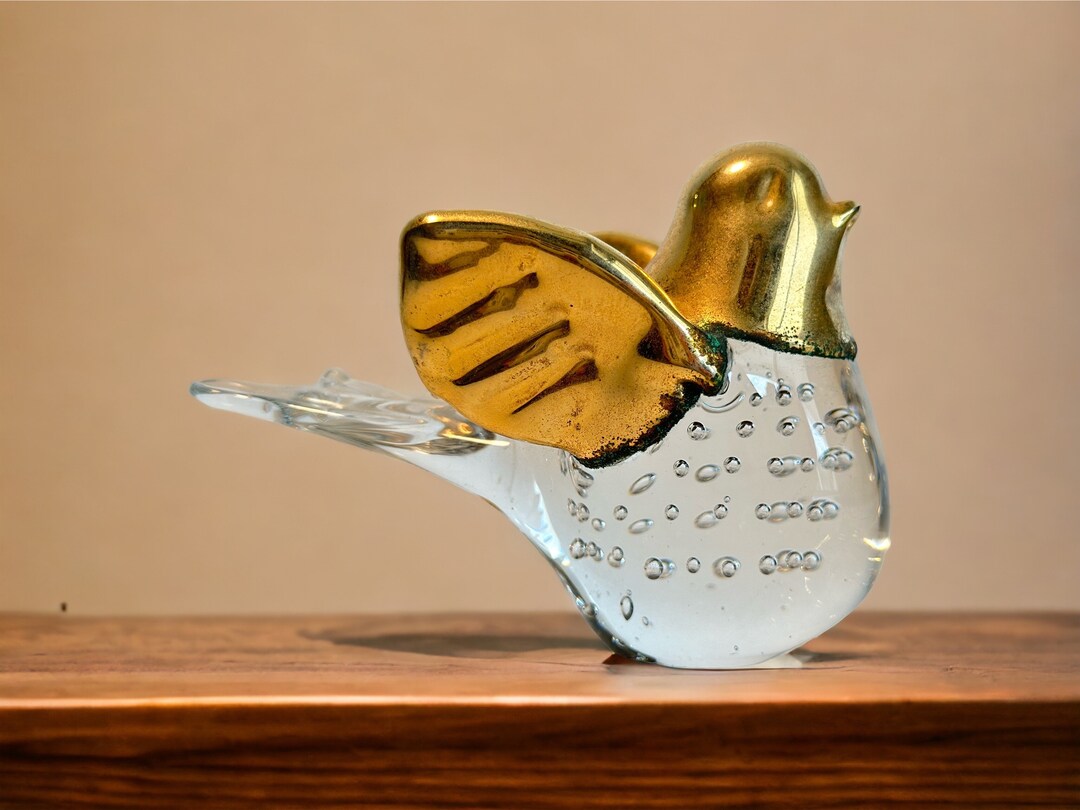 Vintage Brass & Glass Bird Figurine Brass Finch Small Brass - Etsy