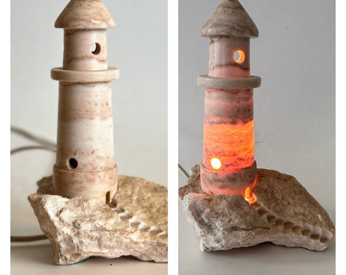 Vintage 1930S Alabaster Lighthouse Nightlight Lamp, Marble Lighthouse ...