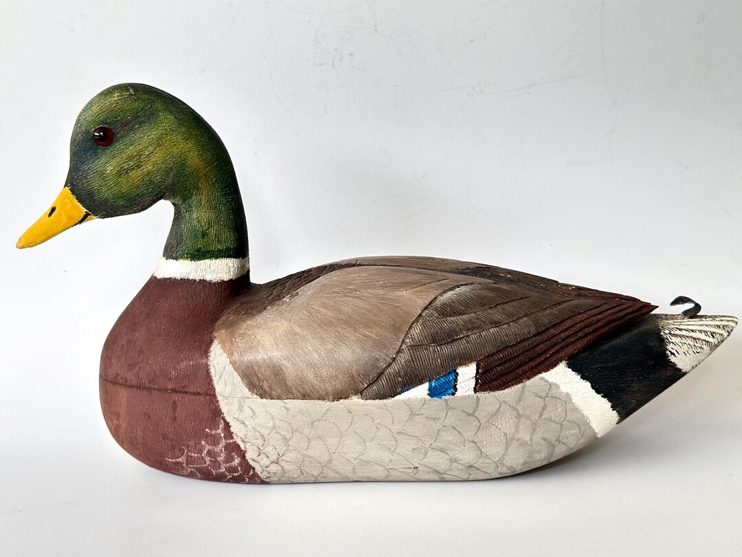 Hand Carved Common Loon Decoy 12” With Glass Eyes, Vintage Loon Decoy ...