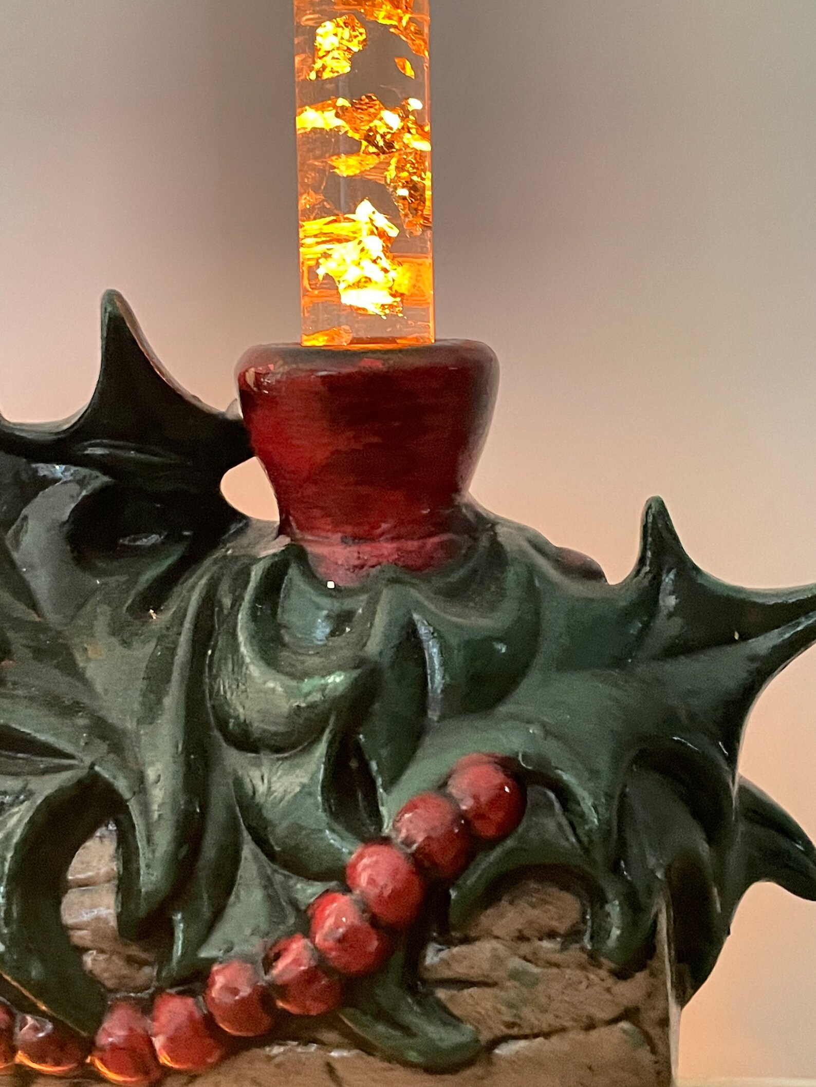 Vintage Hand Painted Electrified Yule Log Vintage Light up Christmas ...