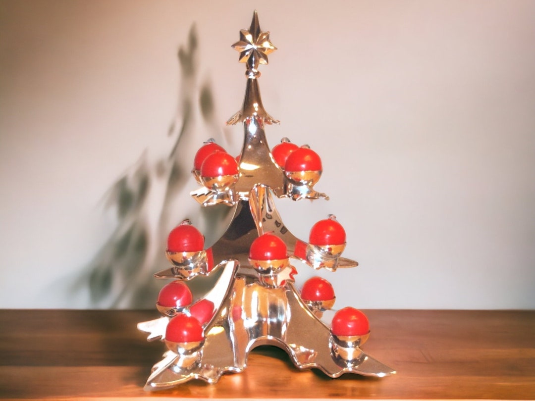 Chrome Christmas Tree Candelabra, 14” Silver Christmas Tree ...