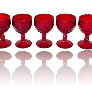 Vintage Red Stem Liquor Goblets, 5 Viking Georgian Ruby Red Wine ...