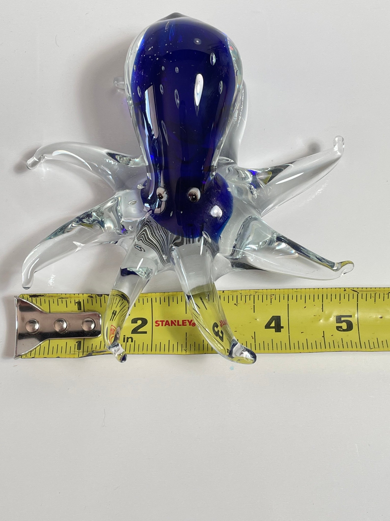 Murano Style Art Glass octopus Figurine cobalt blue and clear | Etsy