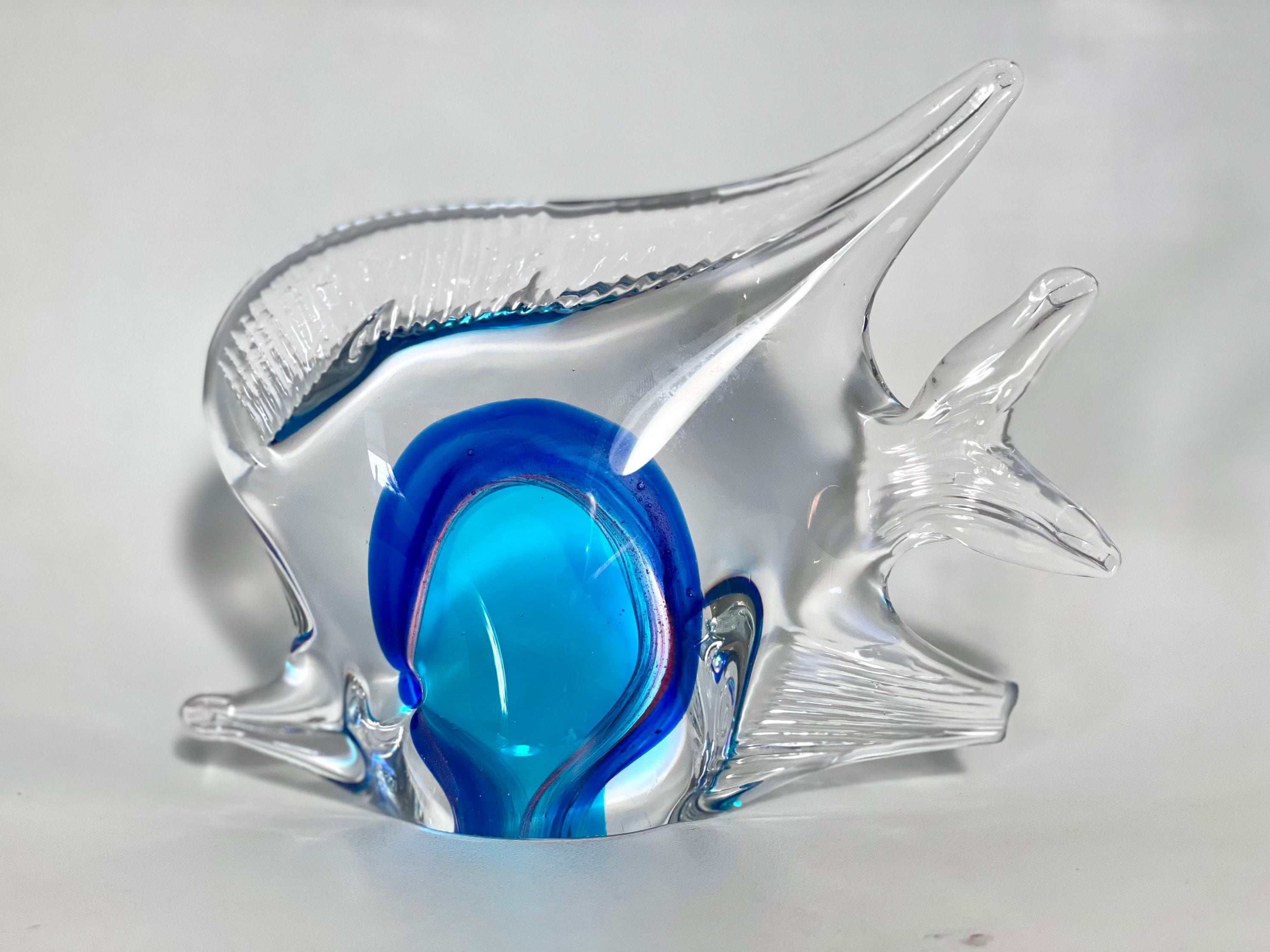 Murano Hand Blown Glass Angel Fish Sculpture Blue & Aqua Art | Etsy