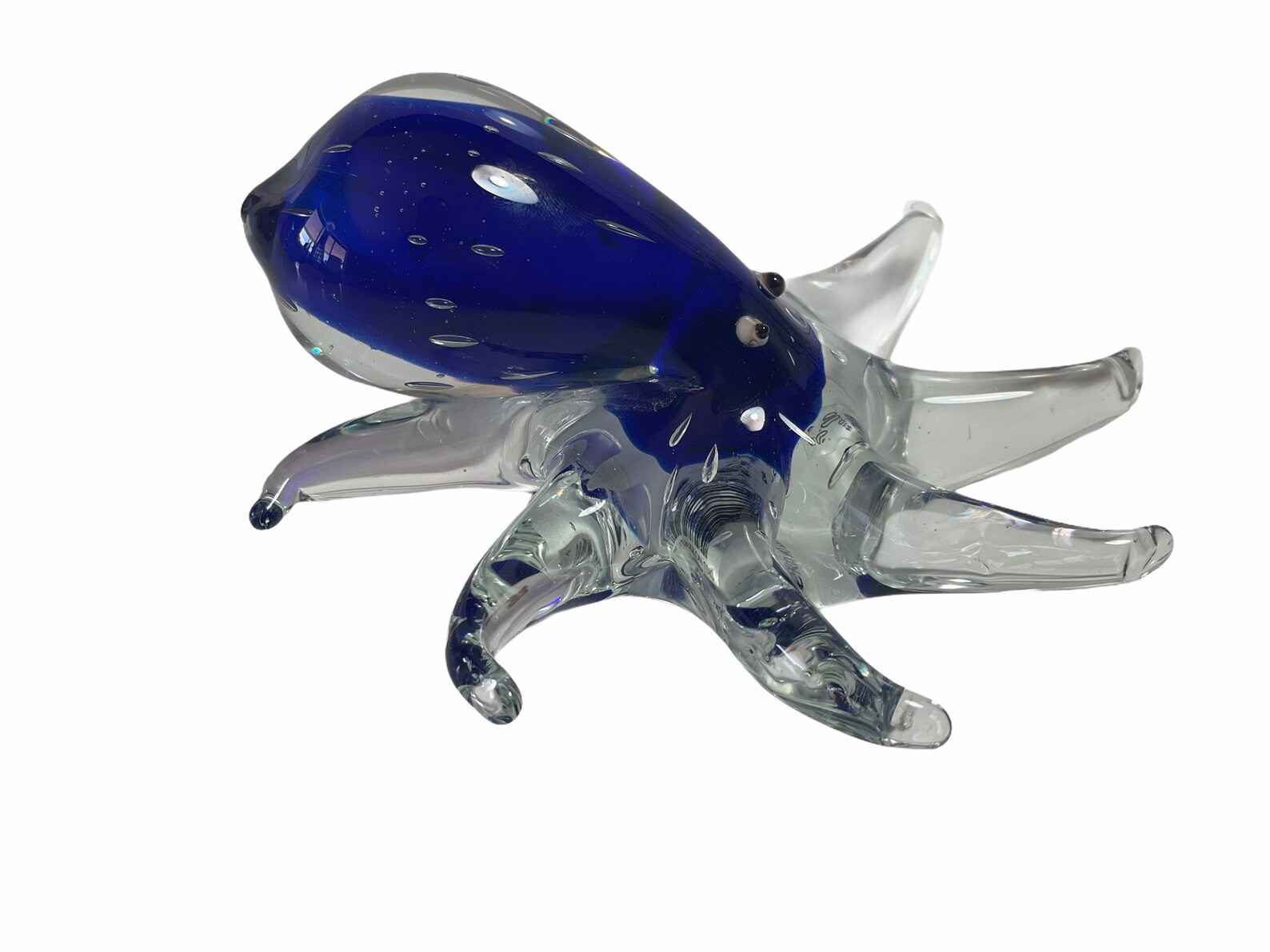 Murano Style Art Glass Octopus Figurine Cobalt Blue And Clear Etsy