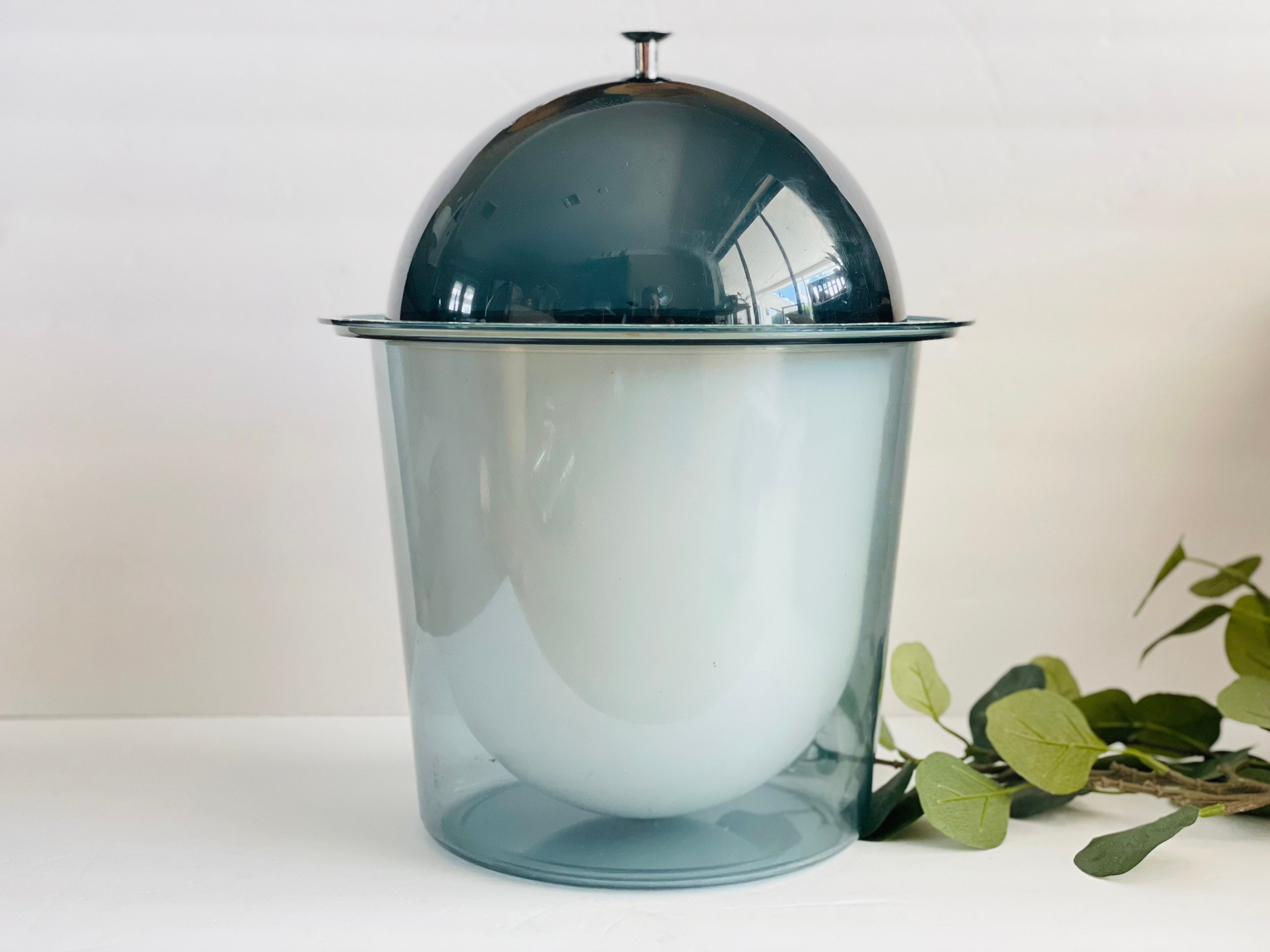 Atomic Mid Century Lucite Ice Bucket / Blue and Smoked Gray - Etsy