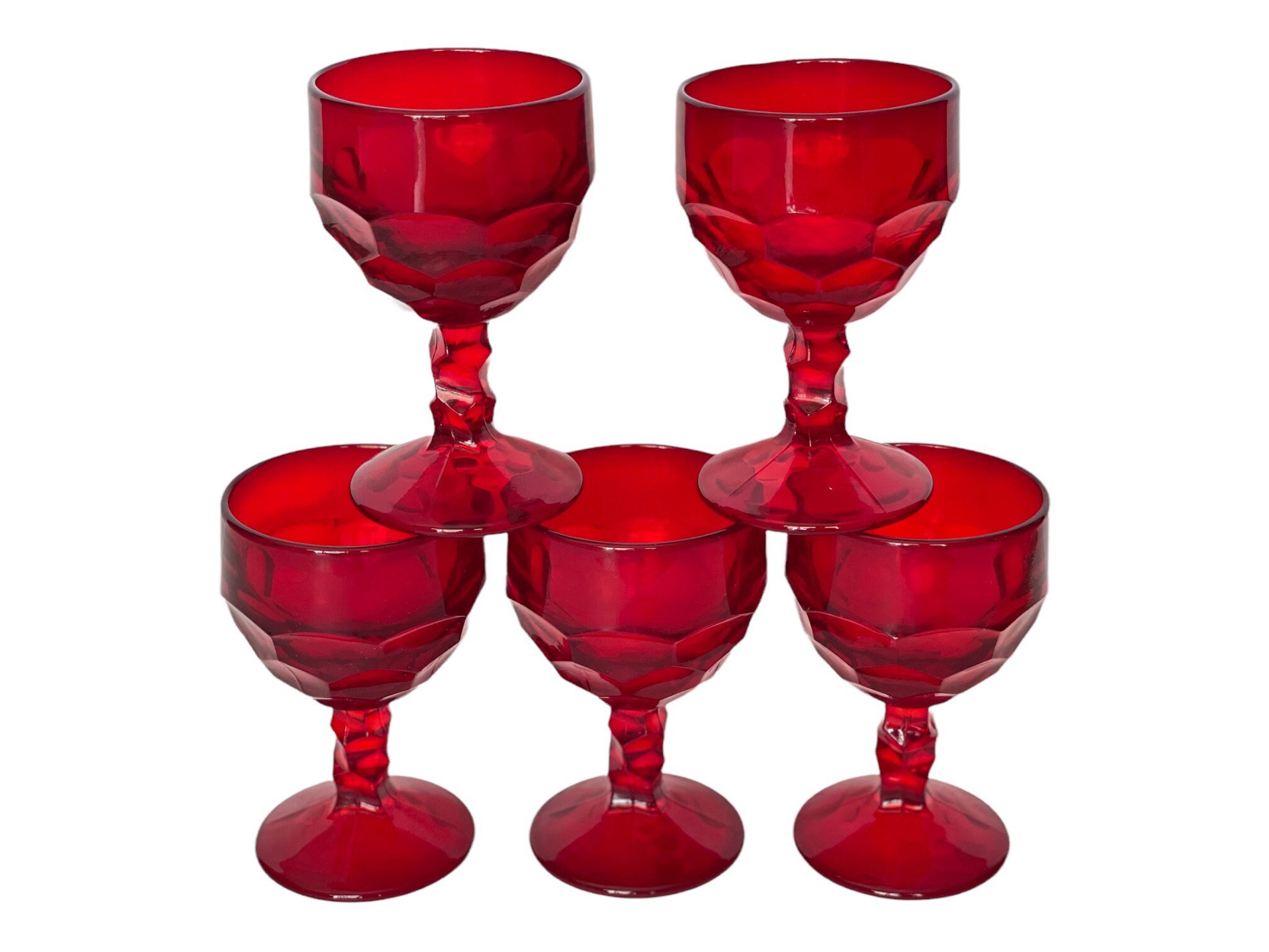 Vintage Red Stem Liquor Goblets 5 Viking Georgian Ruby Red - Etsy