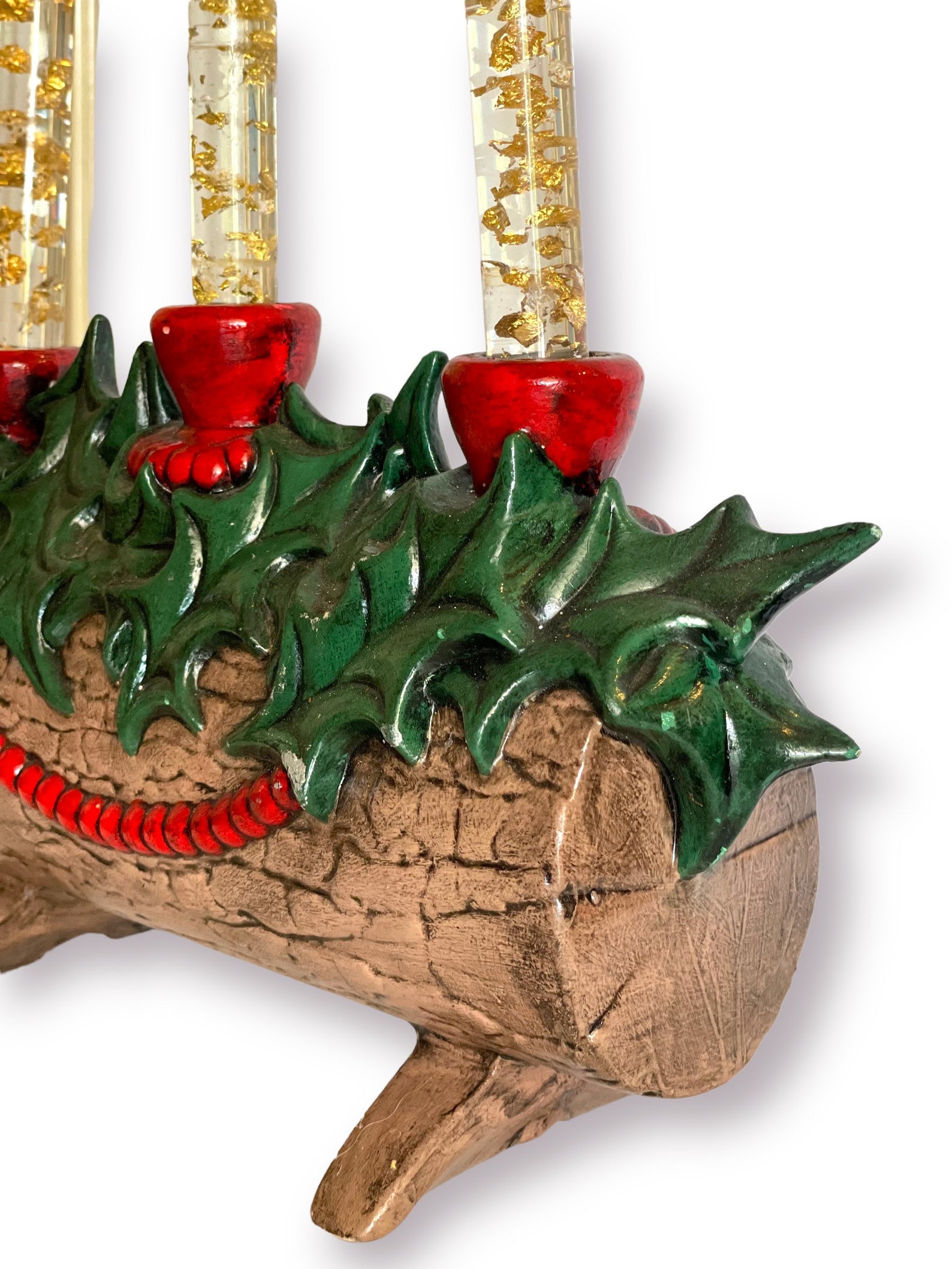 Vintage Hand Painted Electrified Yule Log Vintage Light up Christmas ...