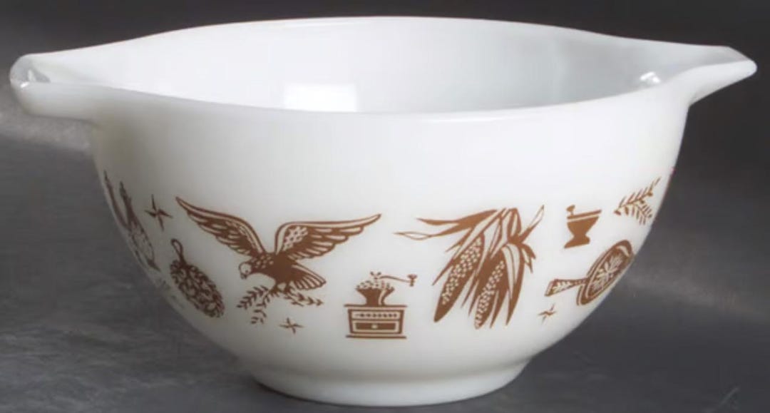 Vintage Pyrex Mixing Bowl Set, Early American Pattern 1962-1971, Brown ...