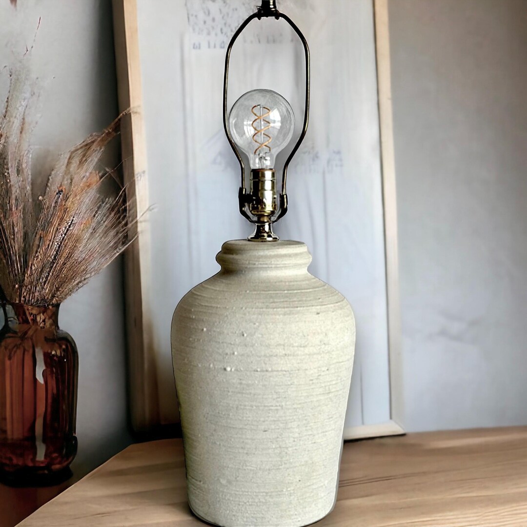 Vintage 80's Plaster Table Lamp Signed ELITE Post Modern White Textured ...