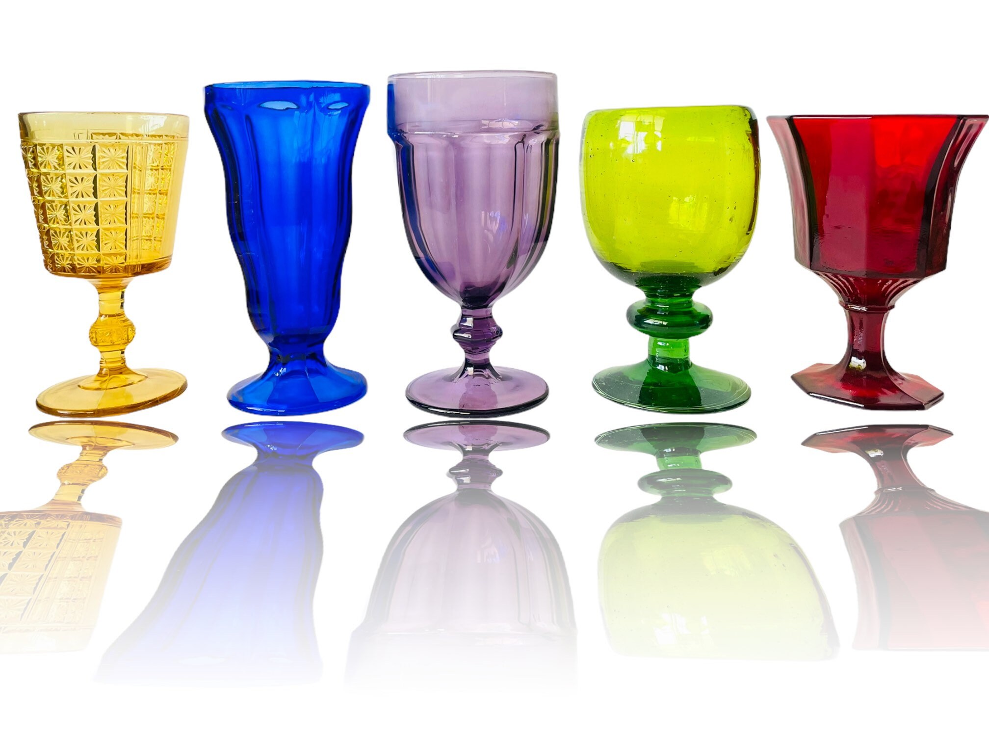 Verres colorés de vin colorés dépareillés/gobelets/barware | Etsy