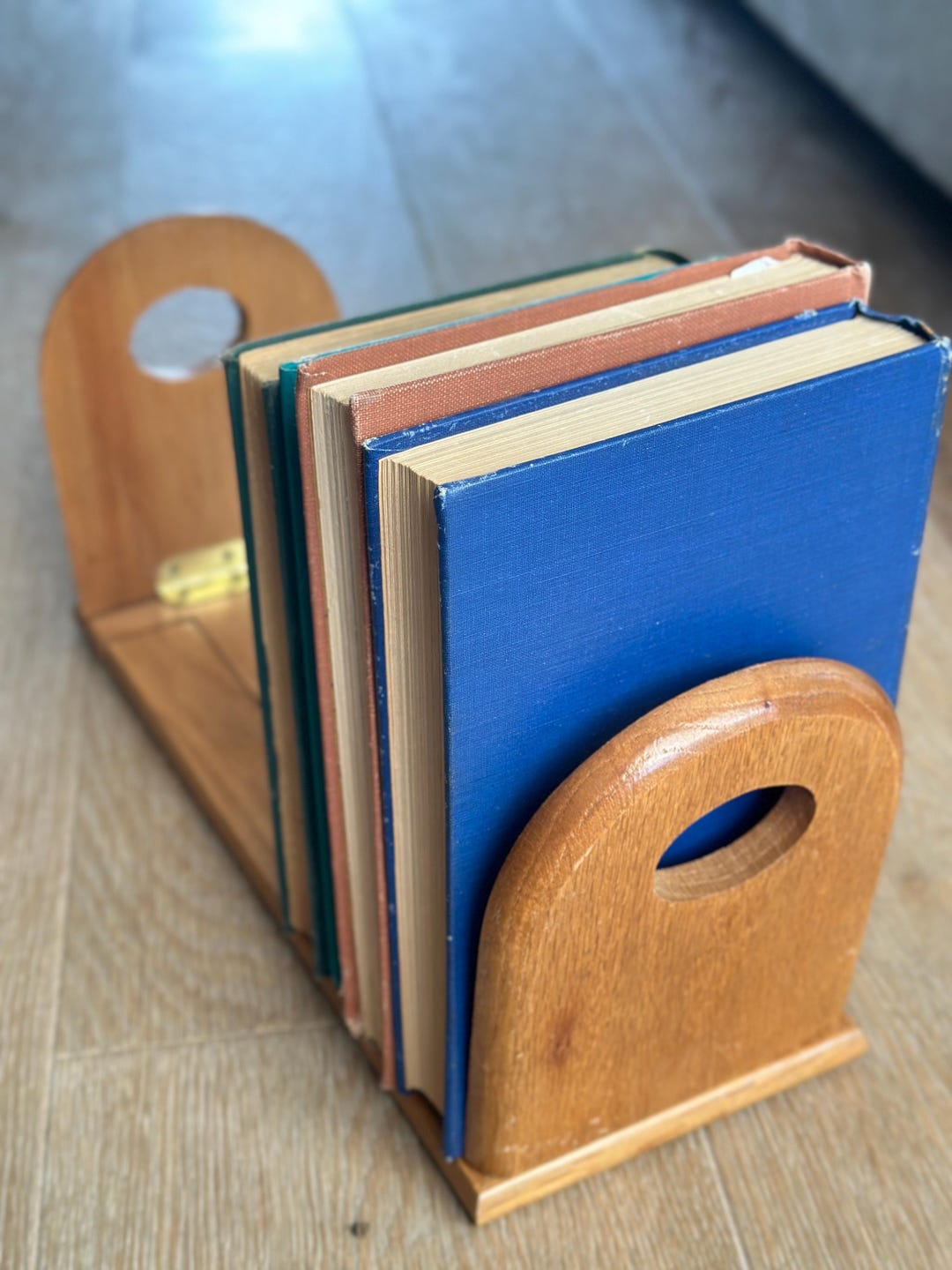 Mid Century Modern Adjustable Wooden Book Holder | Sliding Office Shelf ...