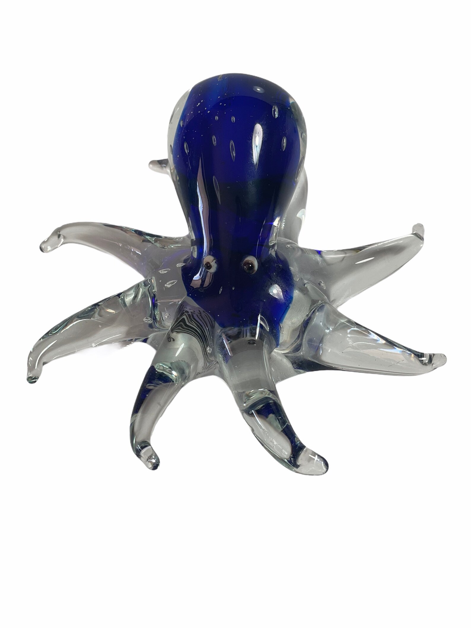 Murano Style Art Glass octopus Figurine cobalt blue and clear | Etsy