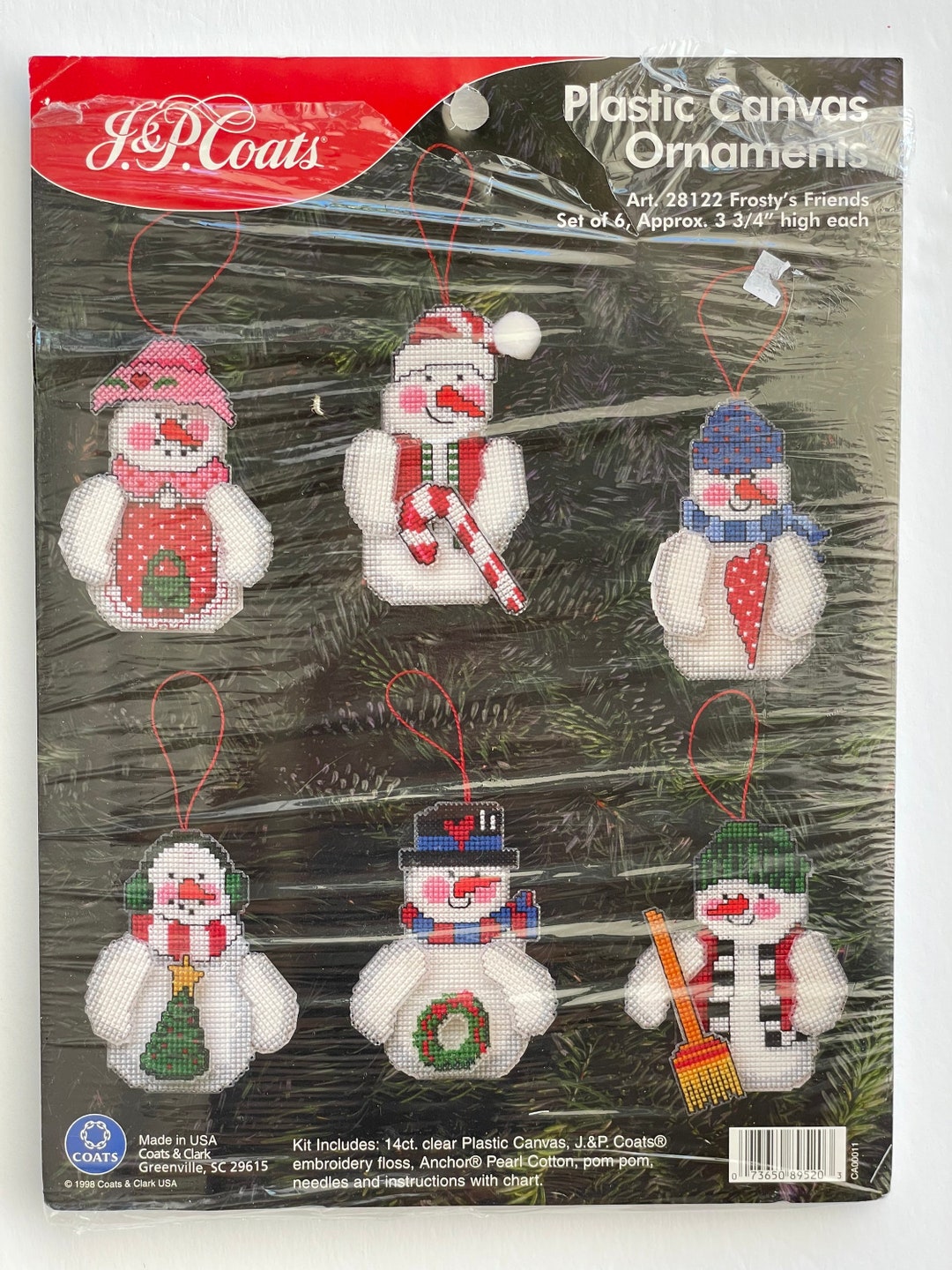 1998 DIY Frosty’s Friends Plastic Canvas Needlepoint Ornament Kit of 6 ...