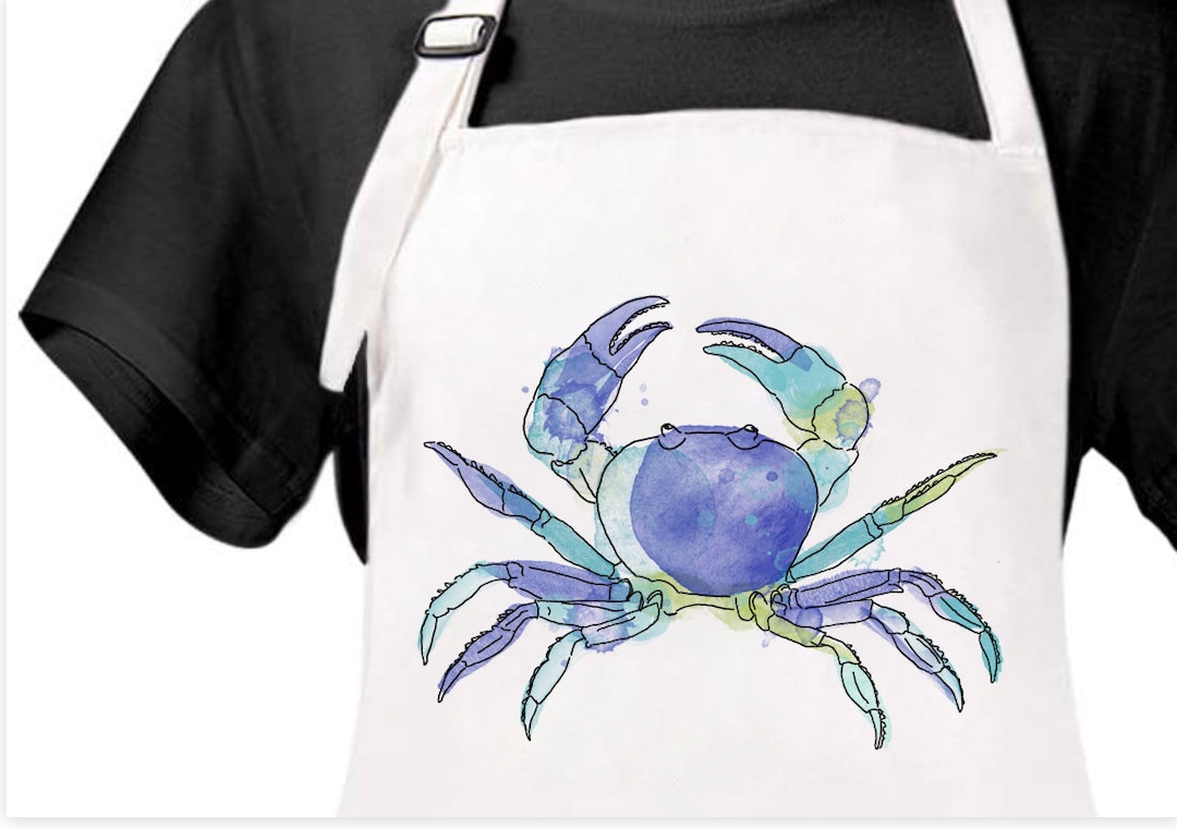 Contemporary Blue Crab Apron, Hostess Apron, Crab Kitchen Apron, Fun ...