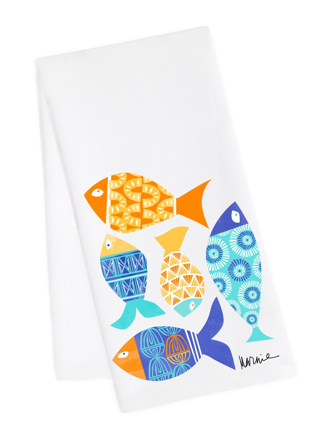 Fish Tea Towel, Fish Hand Towel, Fish Kitchen Towel, Coastal Hand Towel ...