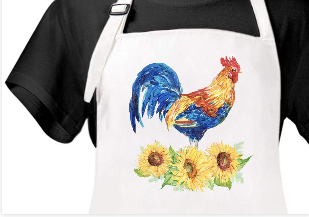 Rooster Sunflower Apron, Rooster Kitchen Chef Apron, Rooster Sunflower ...