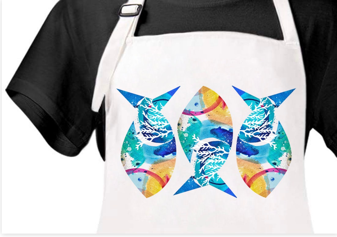 Contemporary Fish Apron, Hostess Apron, Fish Kitchen Apron, Fun Fish ...