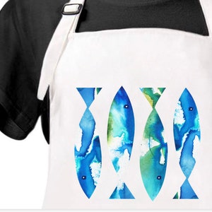 Contemporary Fish Apron, Hostess Apron, Fish Kitchen Apron, Fun Fish ...