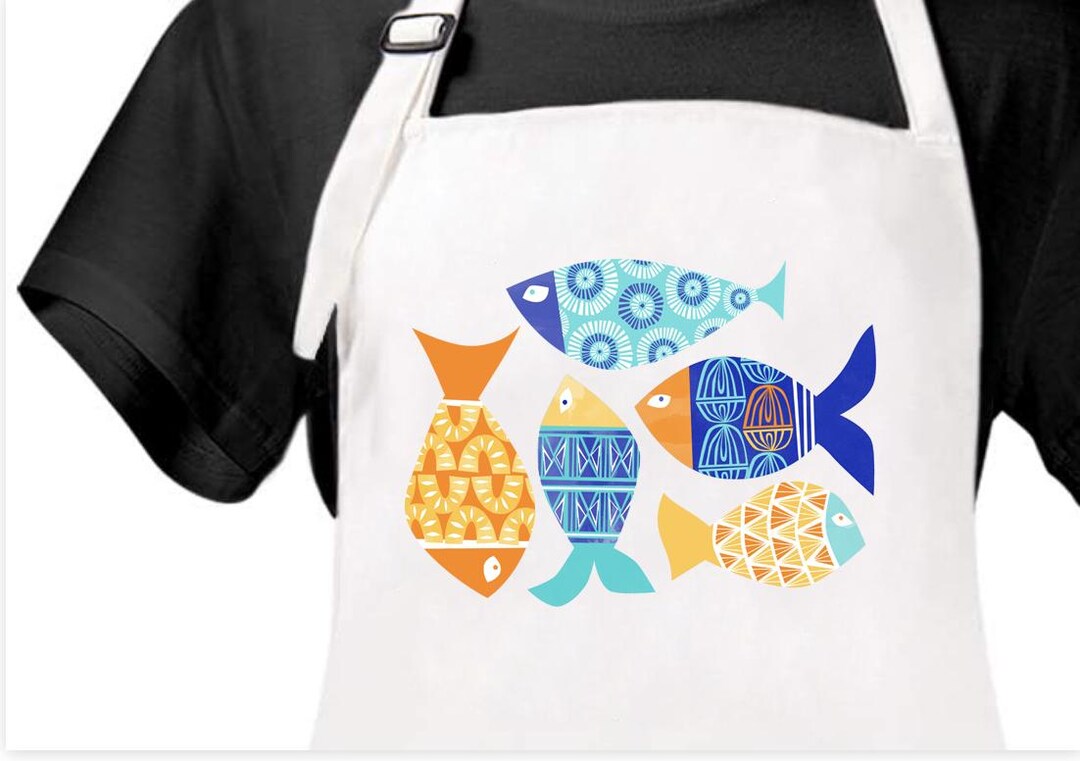 Contemporary Fish Apron, Hostess Apron, Fish Kitchen Apron, Fun Fish ...