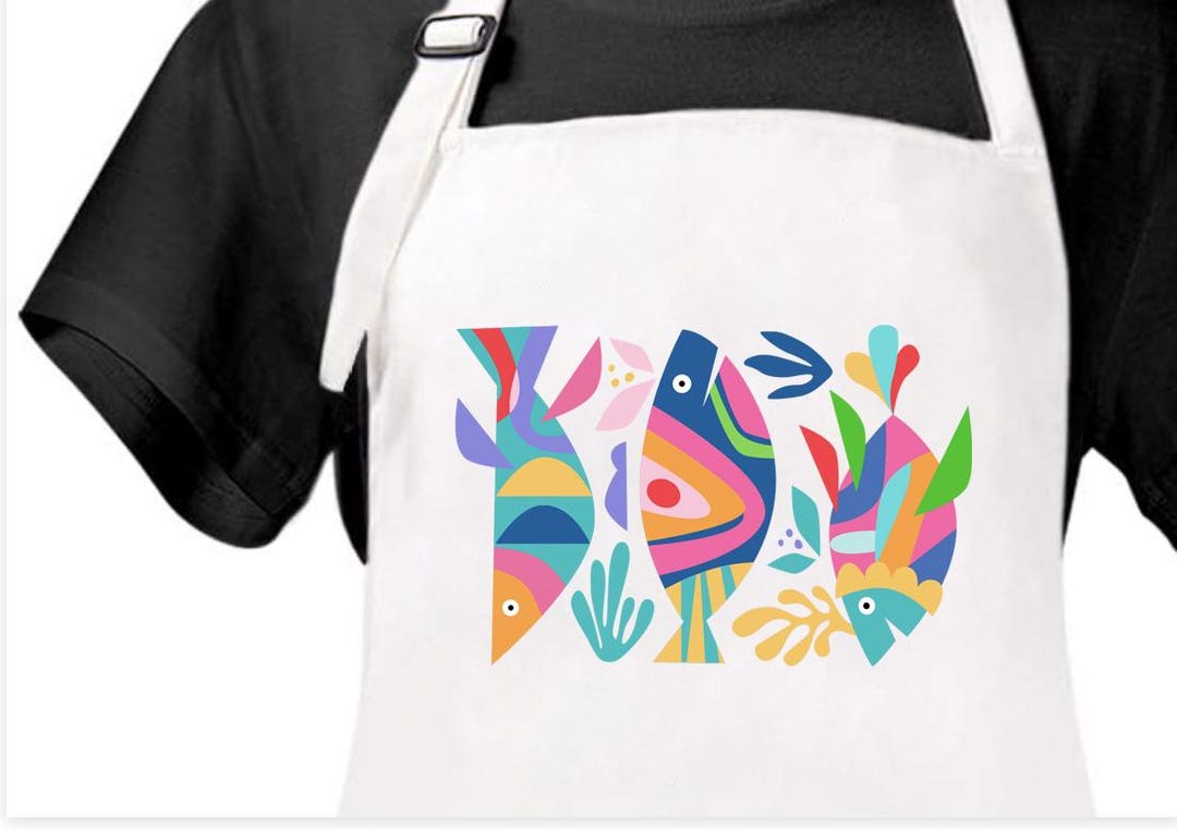 Contemporary Fish Apron, Hostess Apron, Fish Kitchen Apron, Fun Fish ...