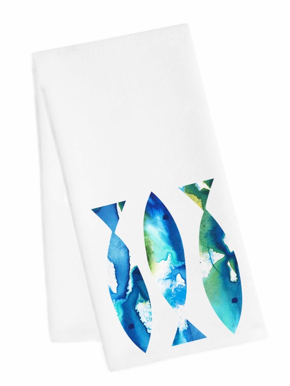 Watercolor Fish Tea Towel Fish Hand Towel Fish Dish Towel - Etsy