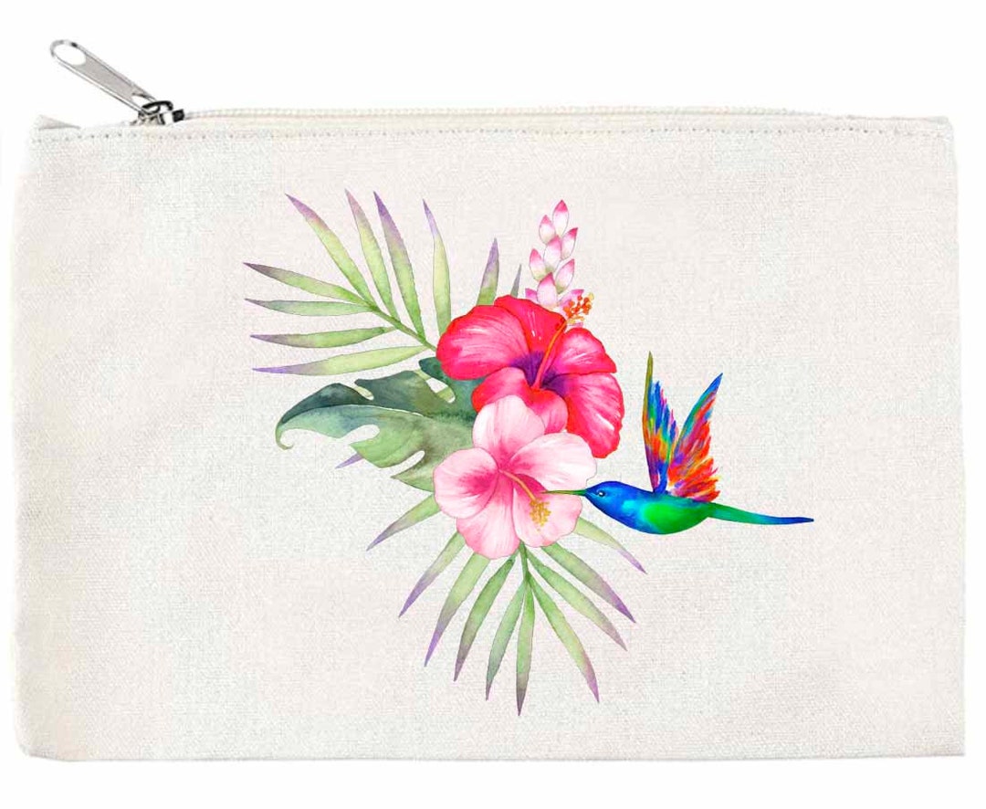 Tropical Pouch, Hibiscus Zipper Bag, Coastal Make up Bag, Coastal ...