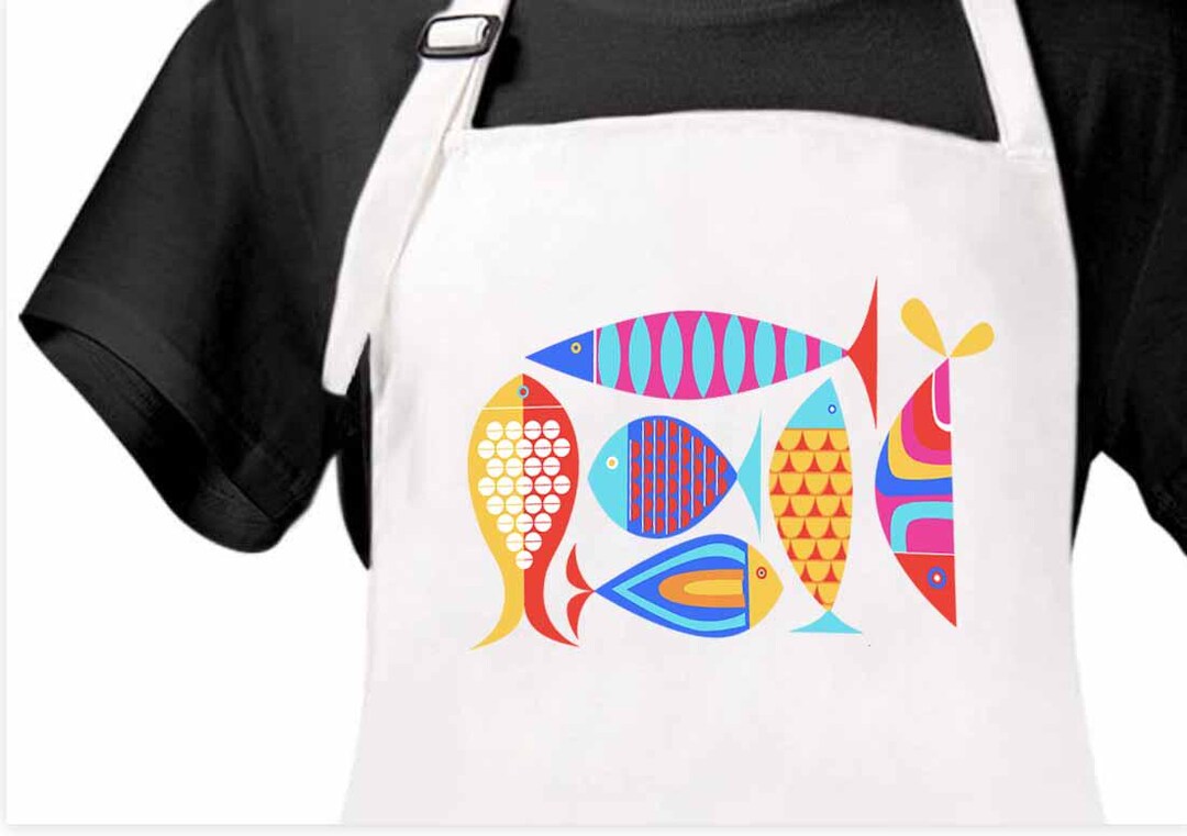 Contemporary Fish Apron, Hostess Apron, Fish Kitchen Apron, Fun Fish ...