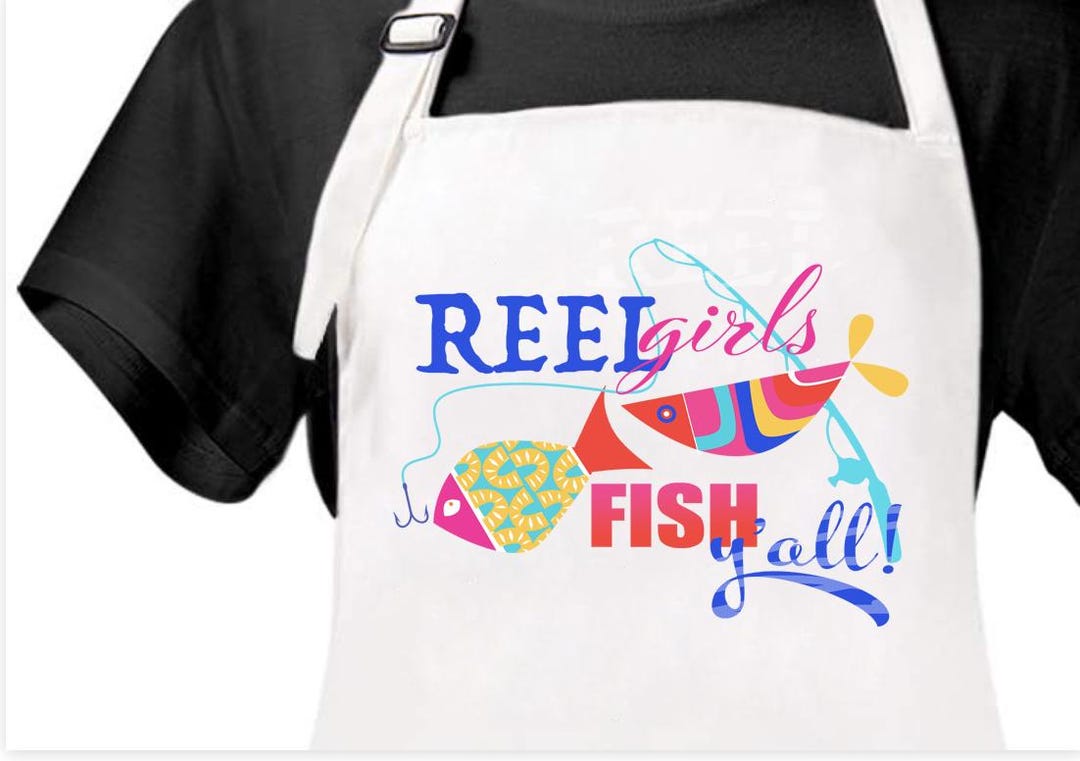 Fish Apron, Reel Girls Fish Apron, Fish Kitchen Apron, Fun Fish Apron ...