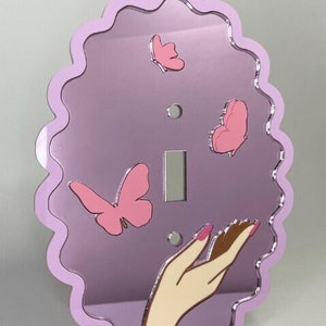 Wavy Butterfly Lavender Mirrored Light Switch Plate Cover - Etsy