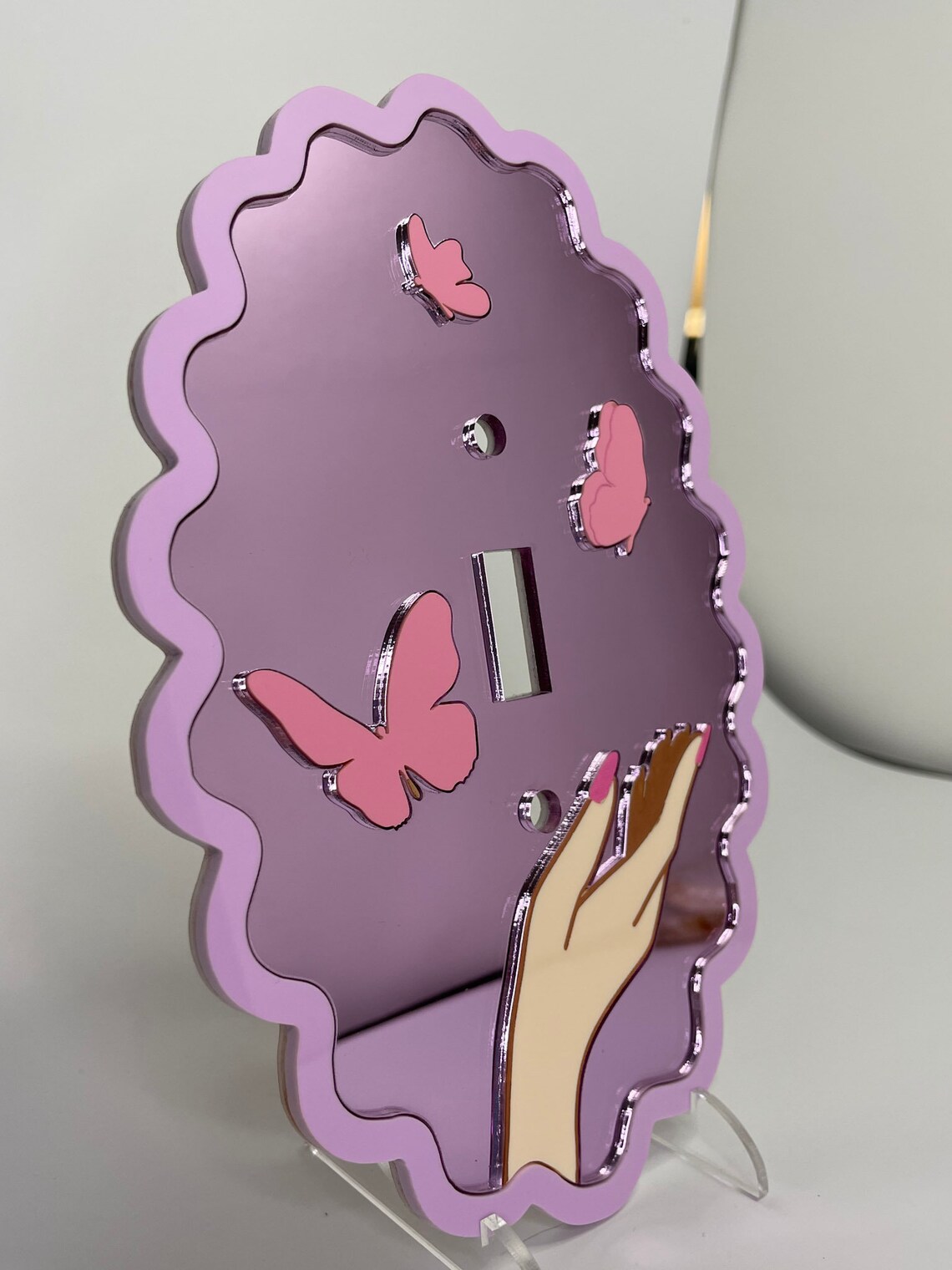 Wavy Butterfly Lavender Mirrored Light Switch Plate Cover - Etsy