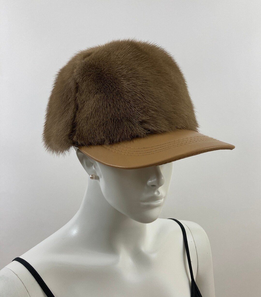 NWOT Super Cool Light Brown Mink Fur Baseball Cap New Cap, Vintage Mink ...