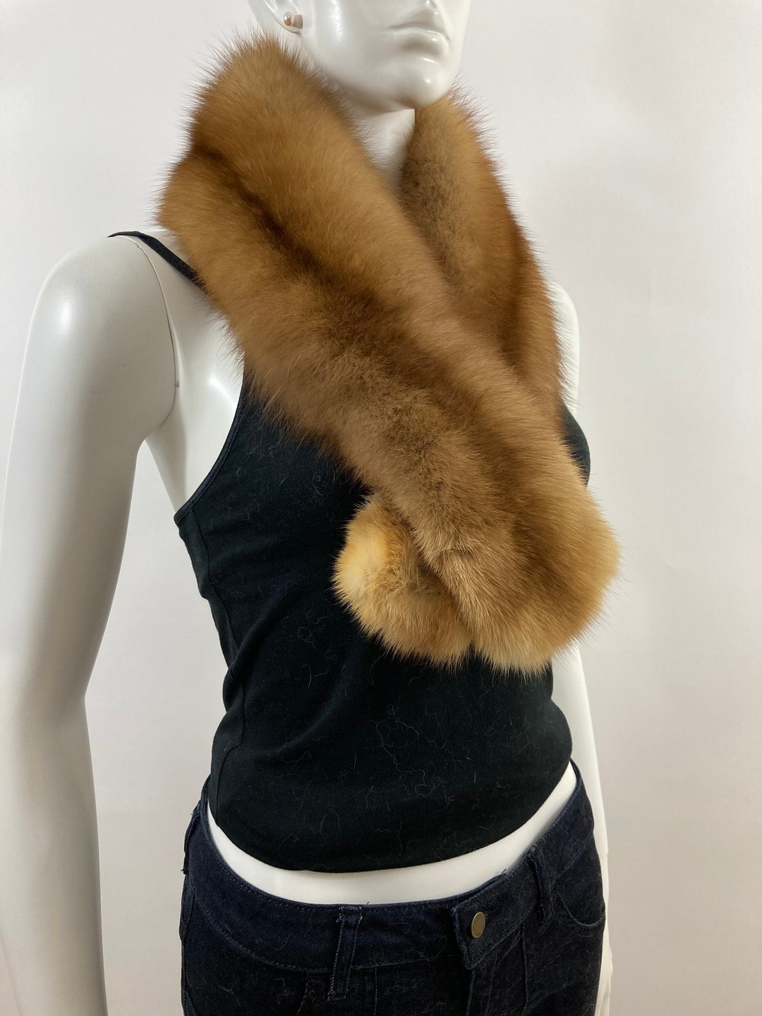 Beautiful and Luxuriously PLUSH Brown Sable Fur Scarf - New Satin ...